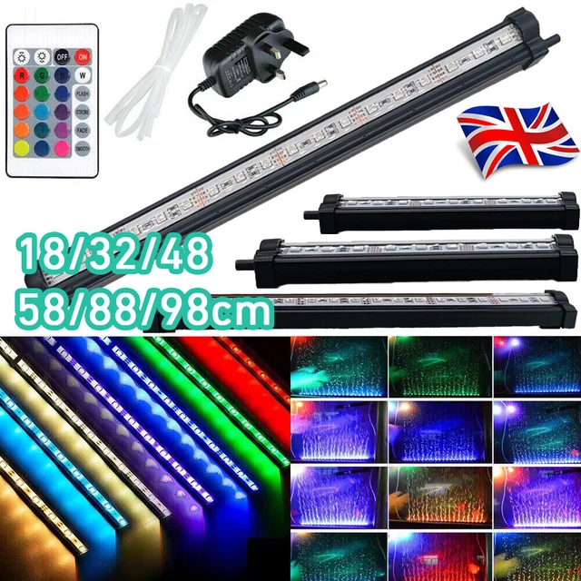 AQUARIUM UNDERWATER AIR Bubble LED Light Fish Tank RGB Submersible Lamp ...