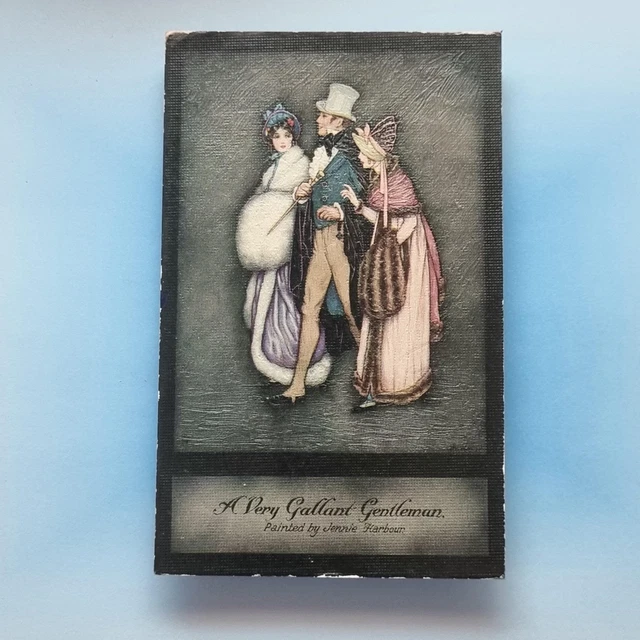 ARTIST SIGNED POSTCARD 1933 Glamour Fur Muff Gallant Gent Jennie ...