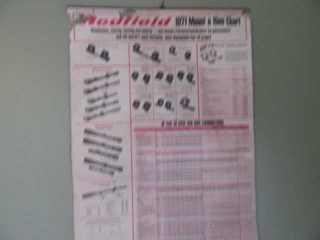 1971 REDFIELD SCOPE Mount& Ring Chart $4.99 - PicClick