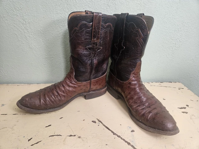 LUCCHESE CLASSICS HANDMADE Full Quill Ostrich Roper Western Boots - Men ...