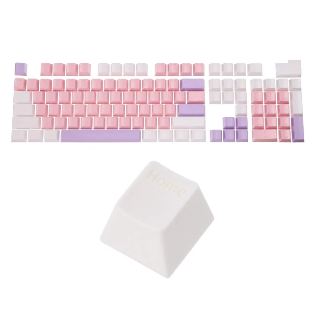 104 KEYS PUDDING Keycaps for Mechanical Keyboard Layout, Pink & White £ ...