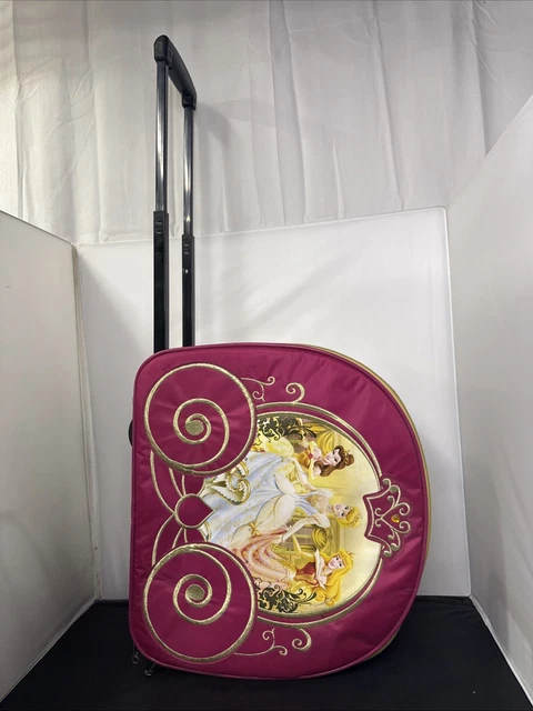 VINTAGE DISNEY STORE Pink/Gold Glitter Princess Rolling Suitcase ...