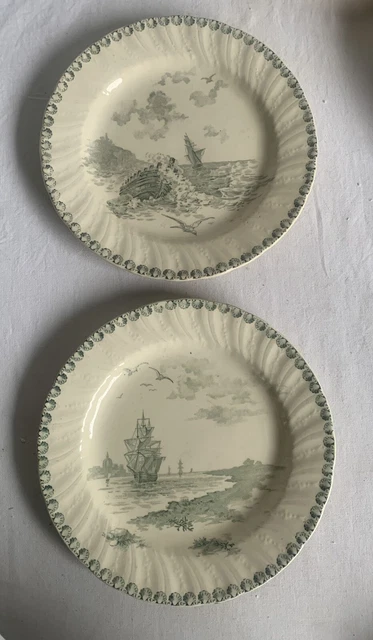 2 ASSIETTES PLATES anciennes porcelaine de gien terre de fer modele ...