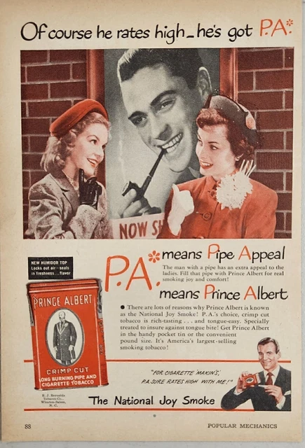 1949 PRINT AD Prince Albert Tobacco Ladies Admire Man Smoking a Pipe ...