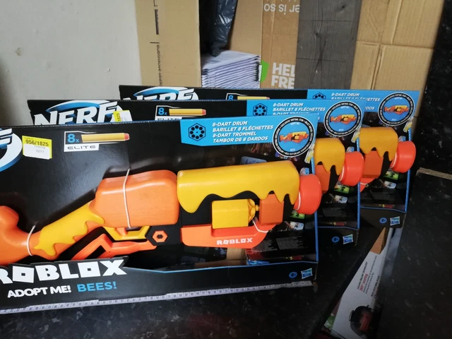 NERF ROBLOX HASBRO Adopt Me Bees Blaster Rotating 8 - Dart Drum Outdoor ...