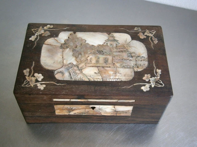 BOX BOXSET INDOCHINA Wood Inlaid Mother Of Engraved Art Asia Vietnam ...