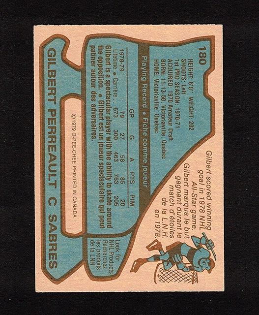 1979-80 GILBERT PERREAULT #180 VG-EX OPC ** Sabres HALL OF FAME Star ...