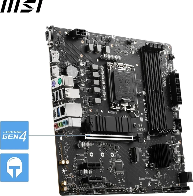 MSI PRO B760M-P DDR4 Motherboard, Micro-Atx - Supports Intel 14Th, 13Th ...
