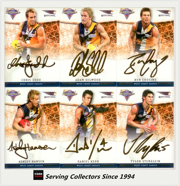 2007 SELECT AFL Champions Gold Foil Signature Card Team Set (6)-West ...