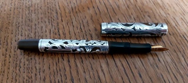 VINTAGE STERLING SILVER Filigree Overlay Fountain Pen 1920,s newly ...