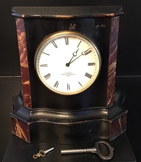 ANTIQUE BREVETE FRANCE Mantle Clock 8 Day In Ebonised Case In Full ...