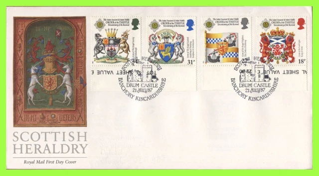 G.B. 1987 SCOTTISH Heraldry set u/a Royal Mail First Day Cover, Drum ...