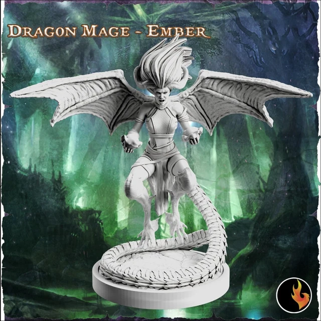 DÉMON FEMELLE MINIATURE Dragon Mage pour D&d 5e Pathfinder RPG En 28mm ...