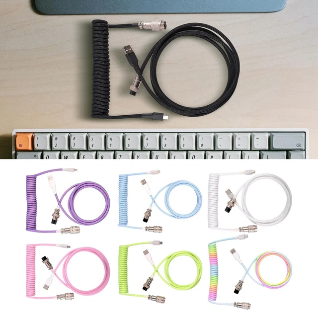 3M TYPE C Mechanical Keyboard Coiled Cable USB Keyboard Wire Aviation ...