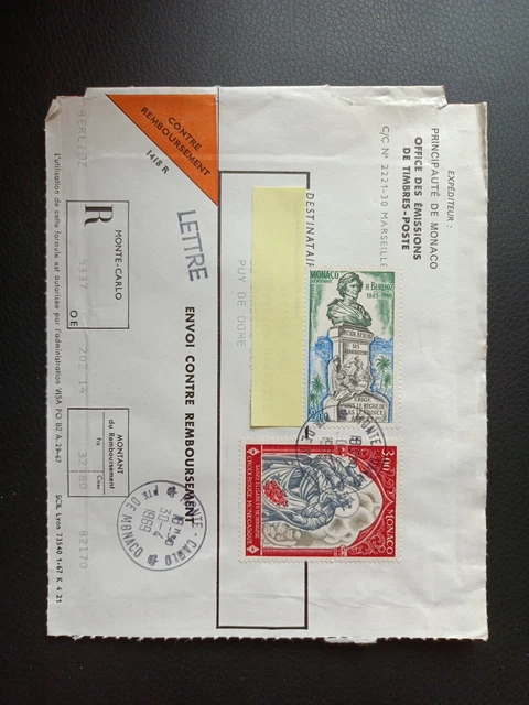 MONACO TIMBRES BERLIOZ Et Croix Rouge Monégasque 30-04-1969 sur Lettre ...