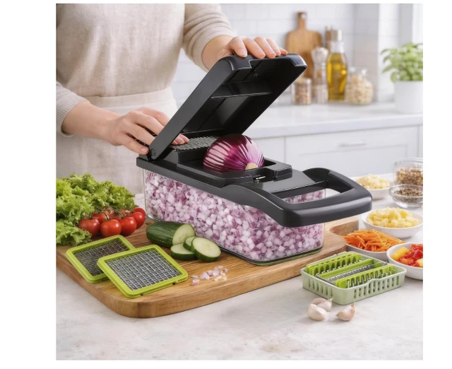 14-IN-1 VEGETABLE CHOPPER with Container & Dicer | Onion & Salad ...