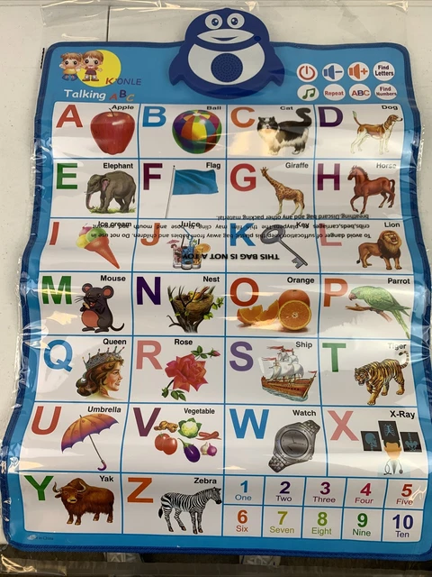 NEW ELECTRONIC INTERACTIVE Alphabet Wall Chart Talking ABC Poster 123 ...