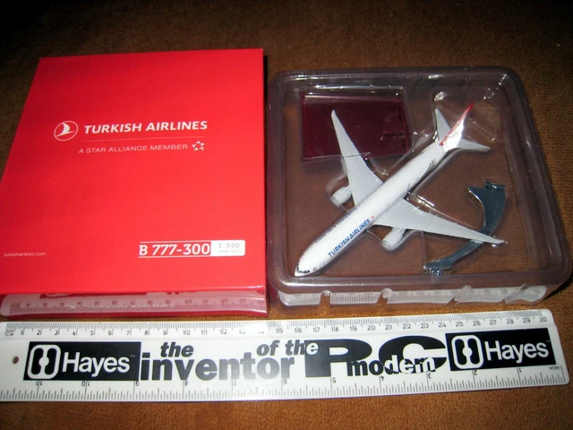 TURKISH AIRLINES METAL MODEL PLANE BOEING 777-300 TC-JJA 1:500 + STAND ...