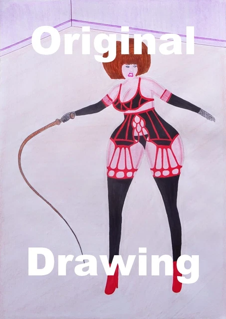 Original Drawing Cruella Comic Pin Up Art 123 Mistress Domina Pinup £97