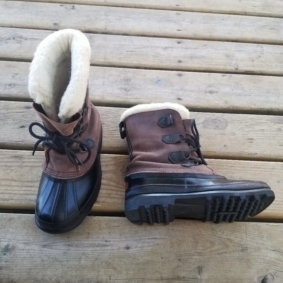 VINTAGE SOREL KAUFMAN Bighorn Leather Winter Snow Duck Boots Made In ...