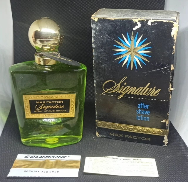 MAX FACTOR SIGNATURE After Shave Lotion VINTAGE with 23K Gold • Rare ...