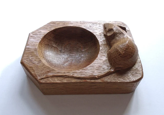 ROBERT MOUSEMAN THOMPSON Hand Carved Pin Tray / Dish With Signature ...