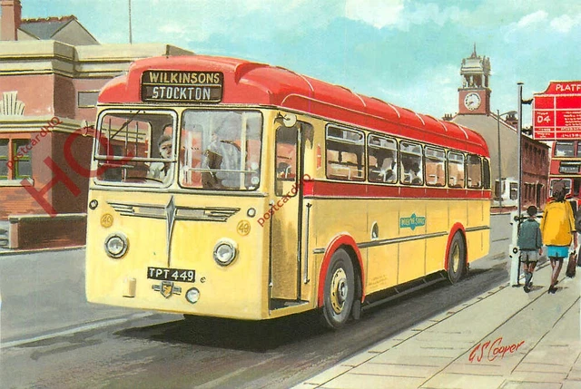 POSTCARD, VINTAGE BUS, G.S. COOPER, WILKINSONS SEDGEFIELD, LEYLAND ...