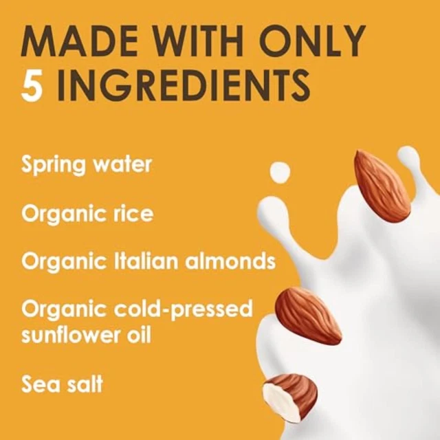 6 X 1 Litre Organic Almond Dairy-Alt Milk, 100% Natural Organic Drink ...