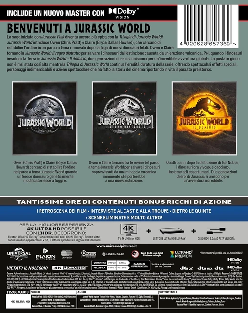 BLU-RAY 4K UHD Jurassic World Trilogy Steelbook (3 4K Ultra Hd) (4K UHD ...