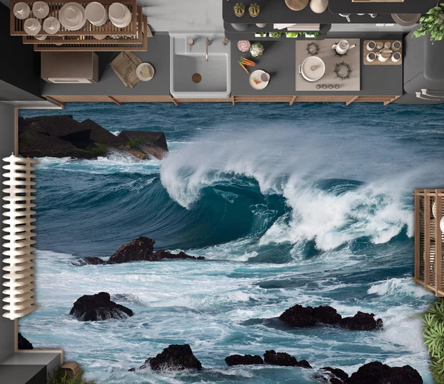 3D OCEAN ROCKS O1022 Floor WallPaper Murals Wall Print Decal 5D AU Eve ...