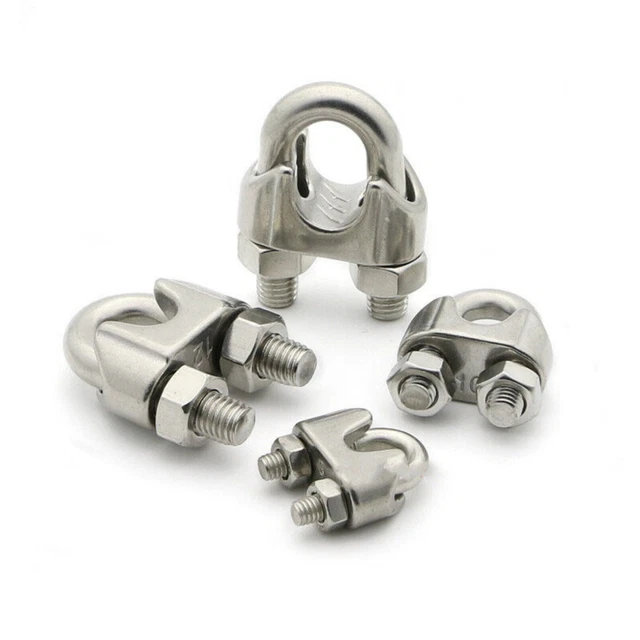 STAINLESS STEEL A2 Heavy Duty Wire Rope Clamp M2 - M32 Cable Grip U ...
