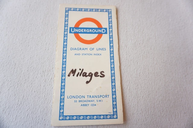 1962 LONDON TRANSPORT Underground Map Diagram of Lines Tube Ref 262 £13 ...