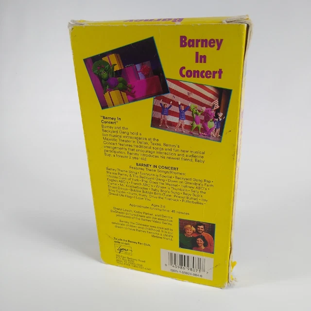 BARNEY IN CONCERT (VHS, 1991) Sing Along Songs Video Tape - Lyons Group ... BARNEY IN CONCERT (VHS, 1991) Sing Along Songs Video Tape - Lyons Group ...