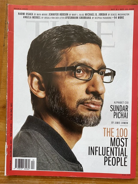 TIME MAGAZINE 2020 Google Sundar Pichai Alphabet 100 Influential ...