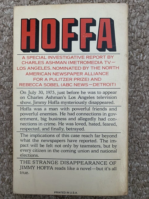 THE STRANGE DISAPPEARANCE OF JIMMY HOFFA - Charles Ashman / Rebecca ...