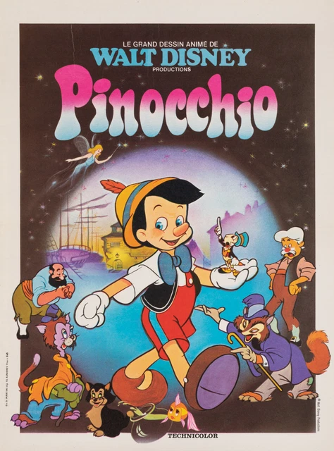 AFFICHE ORIGINALE, PINOCCHIO, Walt Disney, Dessin Animé, Conte, Enfant ...