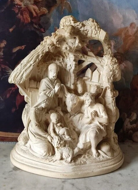 ANTIQUE CRECHE ENFANT Jesus Vierge Marie En Terre A Pipe Selon Leonard ...