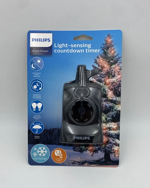 PHILIPS LIGHT SENSING Countdown Timer Outdoor Grounded Outlets Lights ...