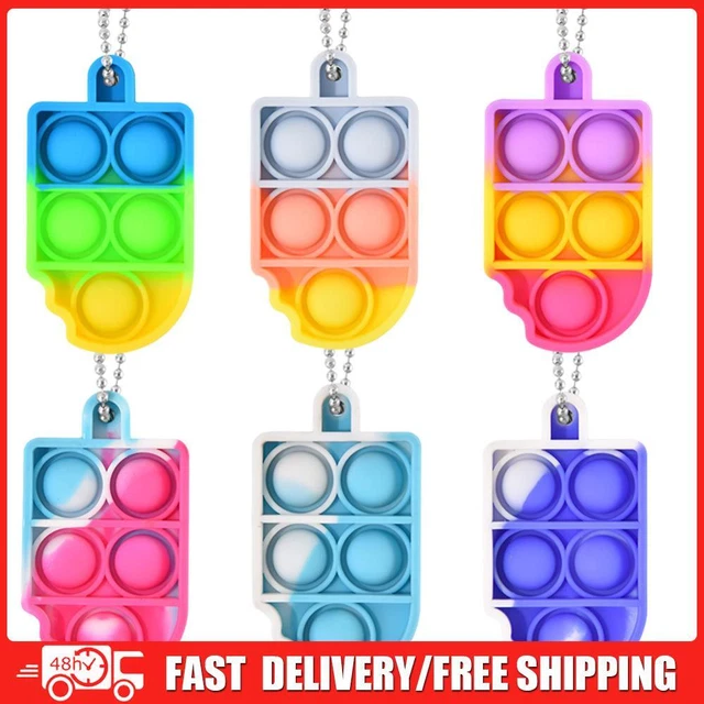 PUSH BUBBLE SENSORY Toy Keychain Ice Cream Anti-Stress Game Pendant ...