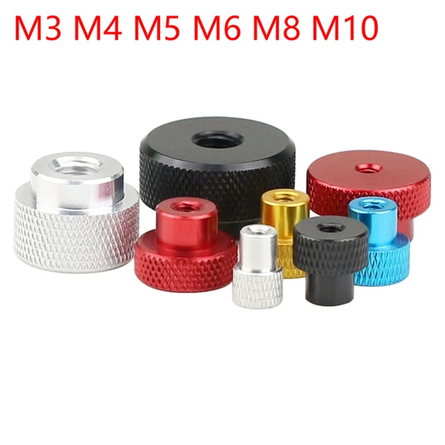 M3 M4 M5 M6 M8 M10 Knurled Thumb Nuts Through Hole Aluminum Hand Grip
