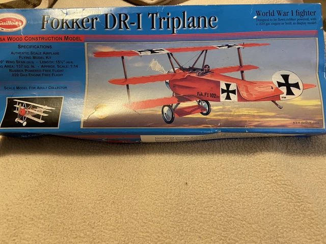 GERMAN FOKKER DR. I Triplane AKA Red Baron model kit made by Guillow's ...