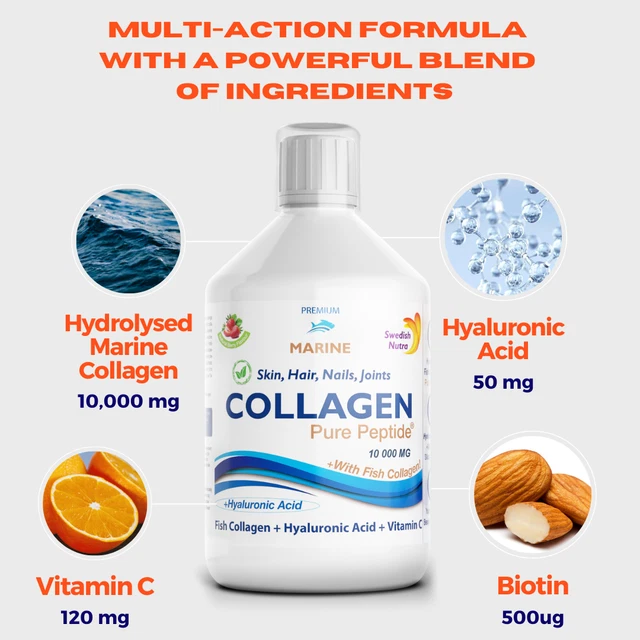 MARINE COLLAGEN DRINK HIGH COLLAGEN 10,000 mg, Hyaluronic Acid Vitamin ...