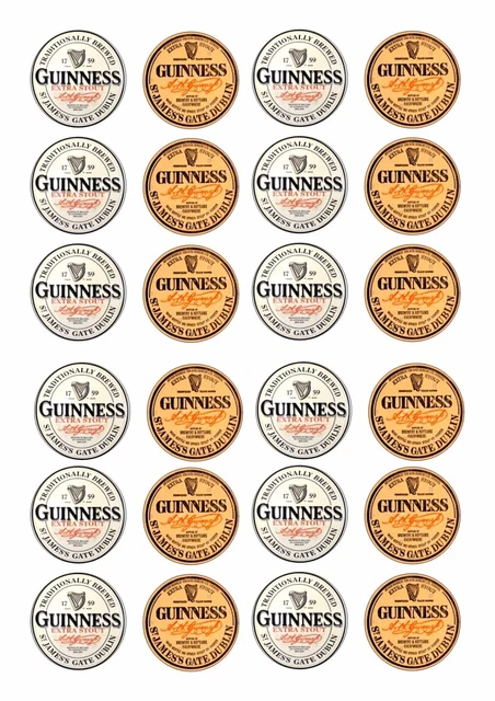 24 BEER LABELS Guinness Ice/Icing Edible Fairy/Cup Cake/Buns Toppers £4 ...