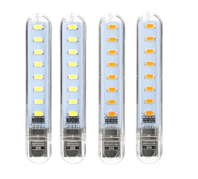 2PCS USB LED Lamp Light 8 LEDs Stick for Laptop PC Reading Camping ...