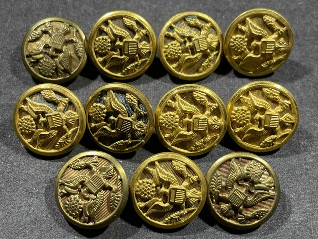 LOT X11 WW2 WWII US Army Military Uniform Buttons Waterbury Button Co ...