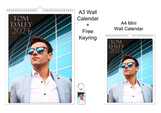 TOM DALEY 2024 A3 A4 Wall Office Calendar + Free Key Ring EUR 16,25 ...