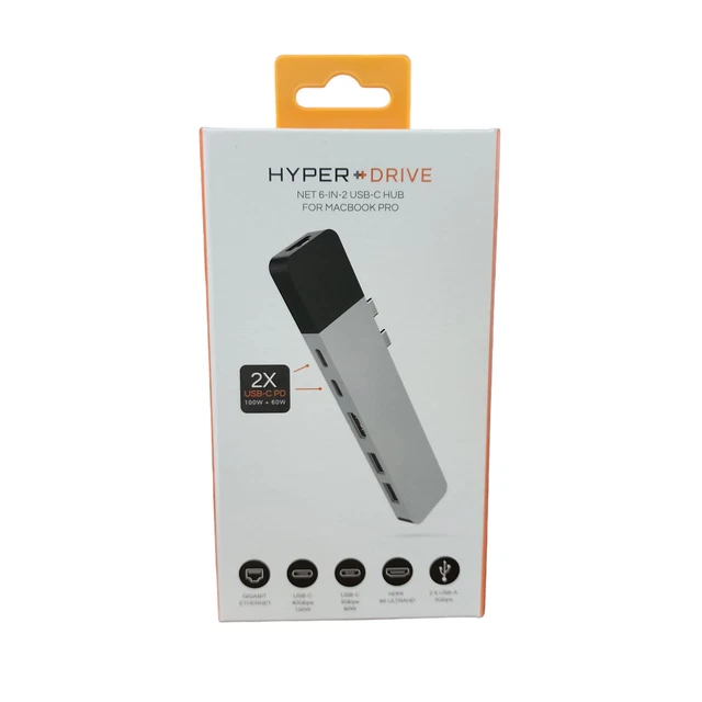 HYPERDRIVE NET 6-IN-2 USB-C Hub Adapter MacBook Pro Air HDMI 100W PD ...
