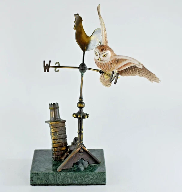 RARE DAVID FRYER LITTLE OWL ON A WEATHER VANE SCULPTURE FIGURE 23cm £ ...