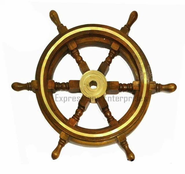 VINTAGE 24 INCH Wooden Ships Wheel Captain's Wheel Wall Nautical ...