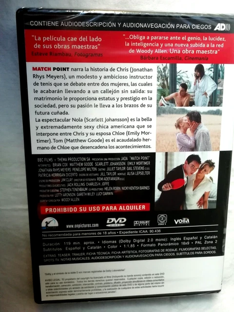 MATCH POINT - DVD - Woody Allen - Scarlett Johansson 4 GOLDEN GLOBES 1 ...